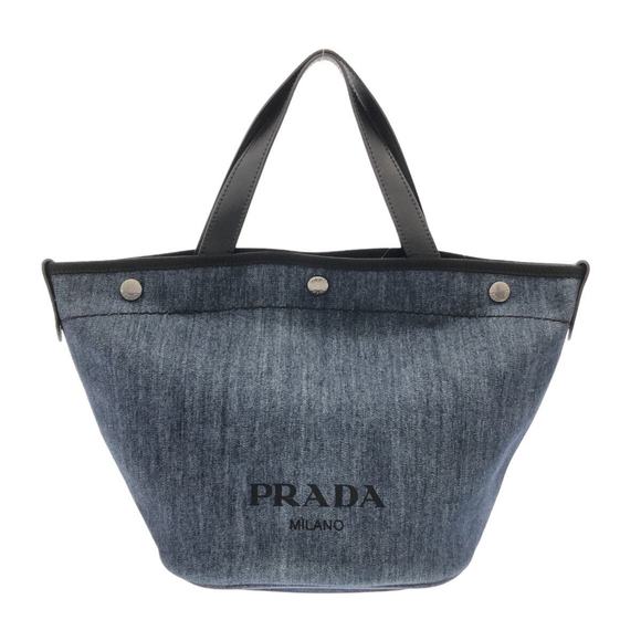 Prada | Bags | Prada Denim Leather Tote Bag Dark Navy Blue | Poshmark